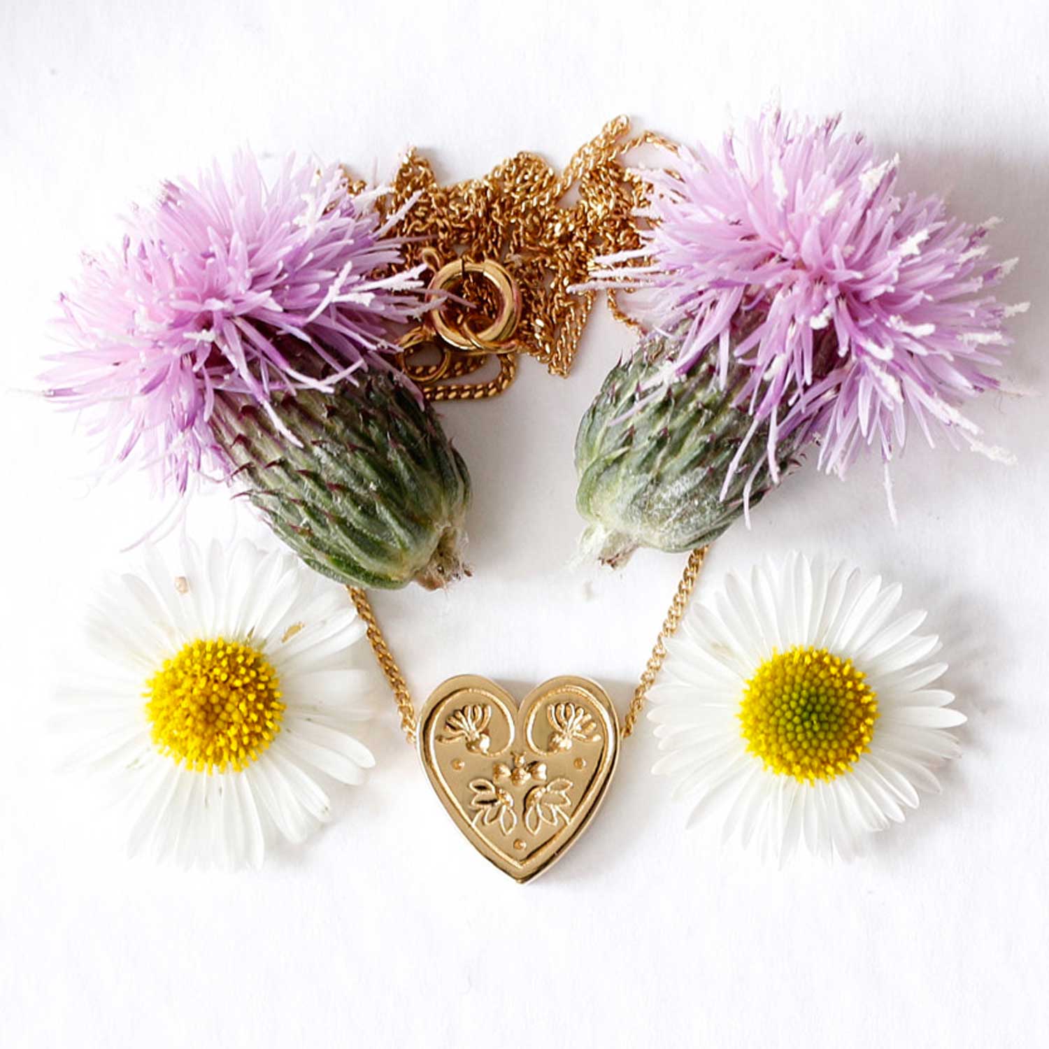 Wildflower Heart Necklace – Gold – Lee Renée Ltd