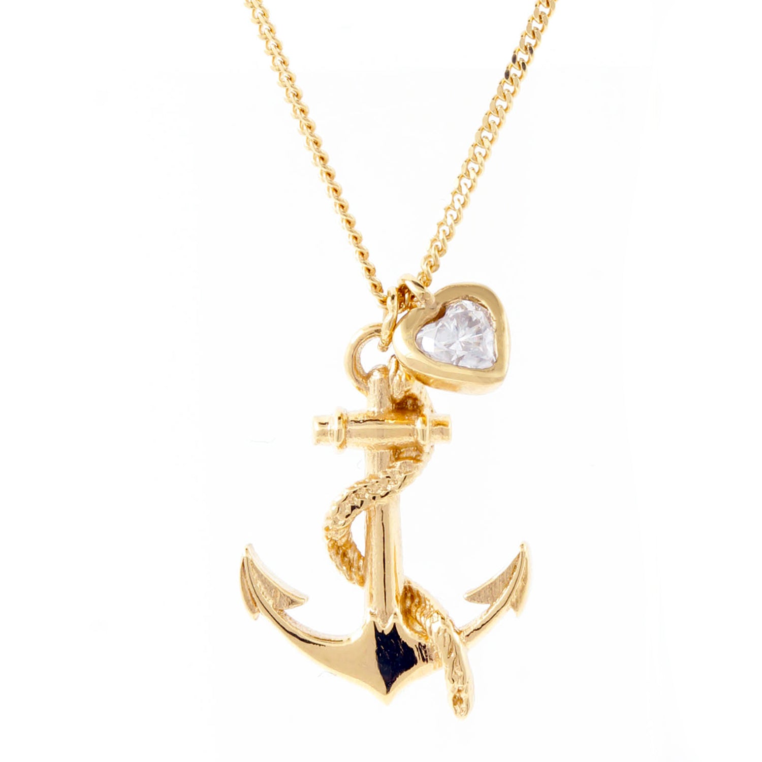 Anchor & Heart Diamond Necklace – Gold/Silver – Lee Renée Ltd